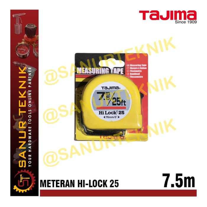 Jual Meteran 7.5m atau Measuring Tape Tajima Hilock 7.5 meter / 7.5 m ...