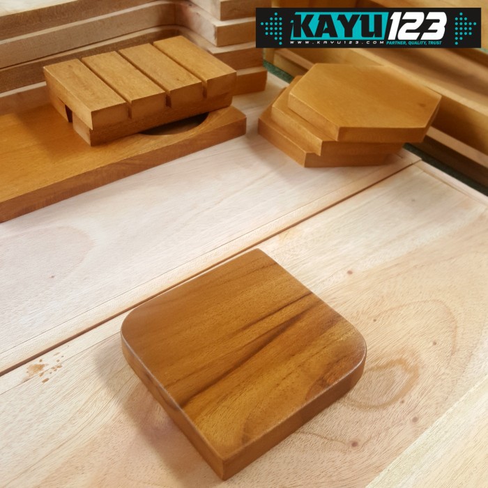 Jual Tatakan Gelas Tatakan Kayu Unik Wooden Coaster Ukuran 10x10 cm ...
