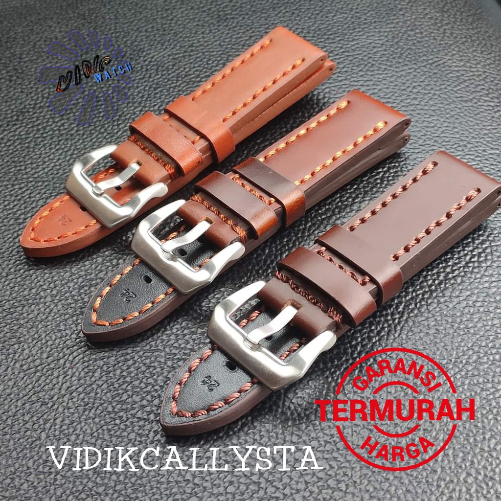 Jual Strap Tali jam tangan kulit asli 22mm 24mm tebal Italy genuine ...