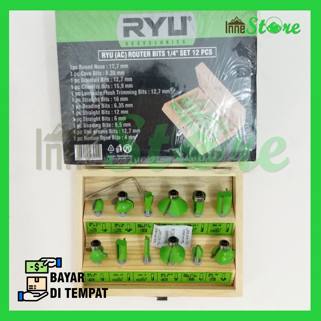 Jual Mata Router Profil Bit Set 12 Pcs - Mata Trimmer Bit RYU By Tekiro ...