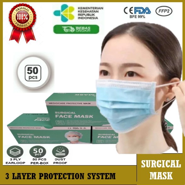 Jual Masker Medis 3 Ply Surgical Mask Earlop Isi 50 pcs | Shopee Indonesia