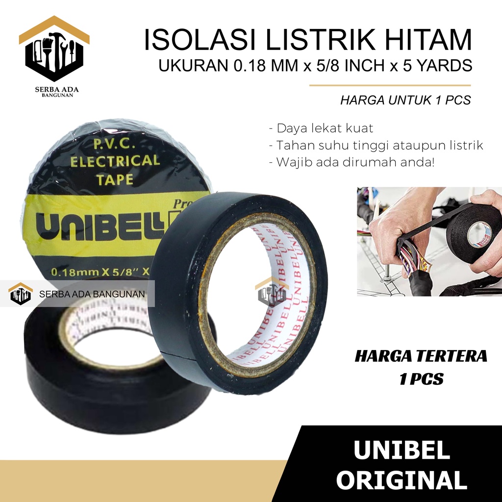 Jual Isolasi Lem Listrik Solatip Unibel Unibell Pro Selotip Lakban PVC ...