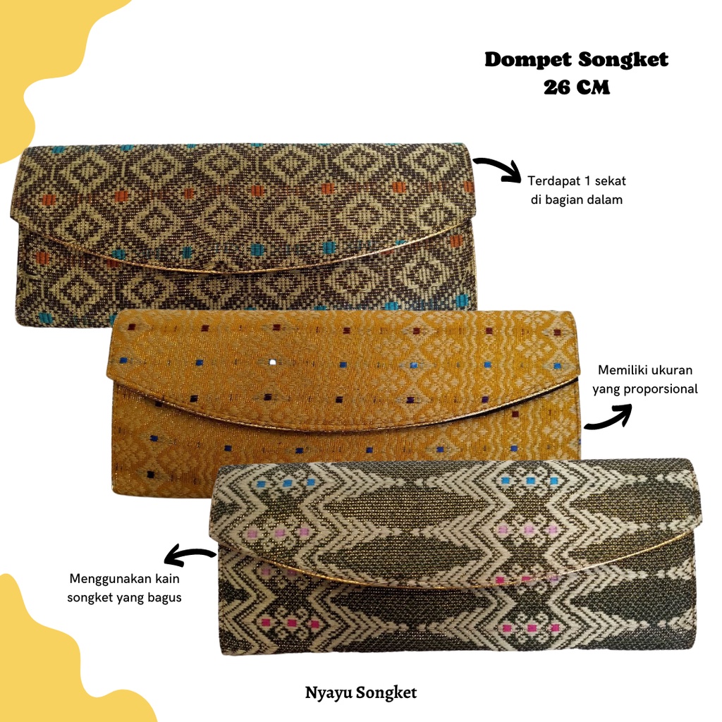 Jual Dompet Songket 26 Cm Khas Palembang Berbagai Macam Motif dan Warna ...