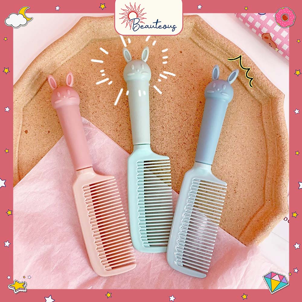 Jual Sisir Rambut Wanita Anti Rontok Gagang Silikon Motif Kelinci Lucu ...