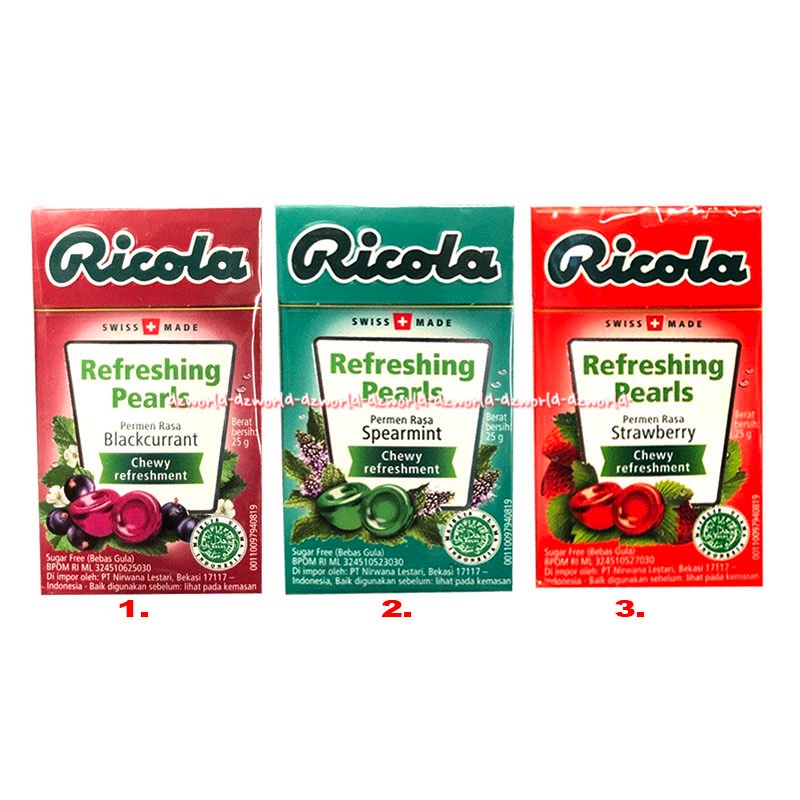 Jual Ricola Refreshing Pearls 25gr Rasa Blackcurrant Spearmint Strawberry Chewy Refreshment ...