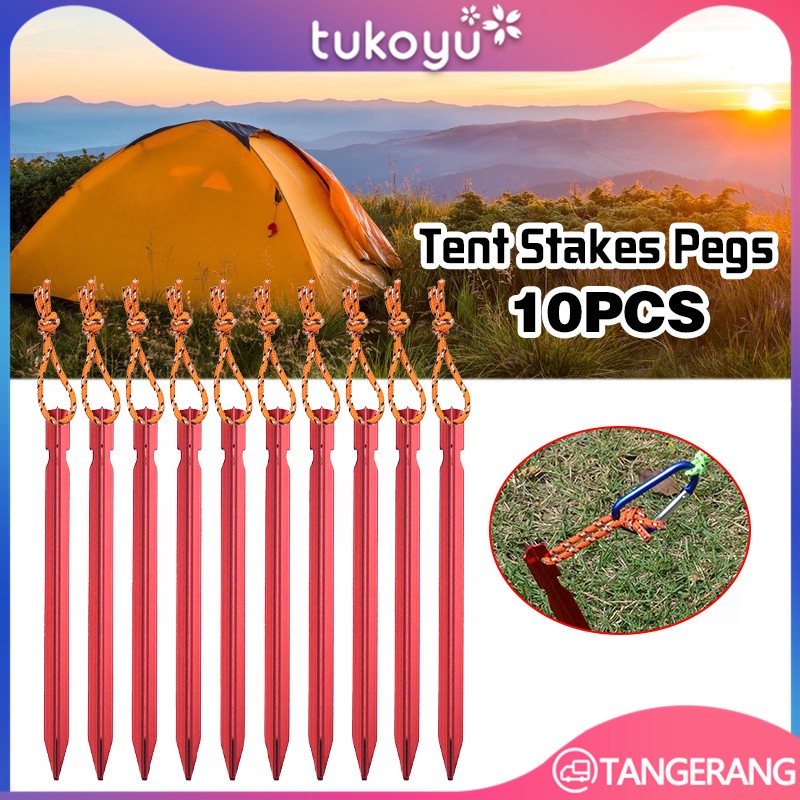 Jual 10 Pcs Pasak Tenda Alumunium Alloy/Outdoor Tent Canopy Nails/Patok ...