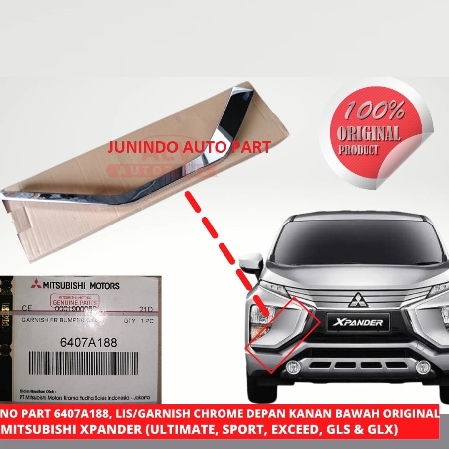 Jual List Chrome Bumper Depan Kanan Bawah Mitsubishi Xpander - 6407A188 ...