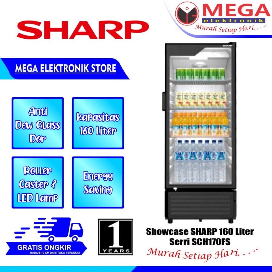 Jual SHOWCASE SHARP SCH-170FS / SCH 170 FS / SCH170FS KAPASITAS 160 ...