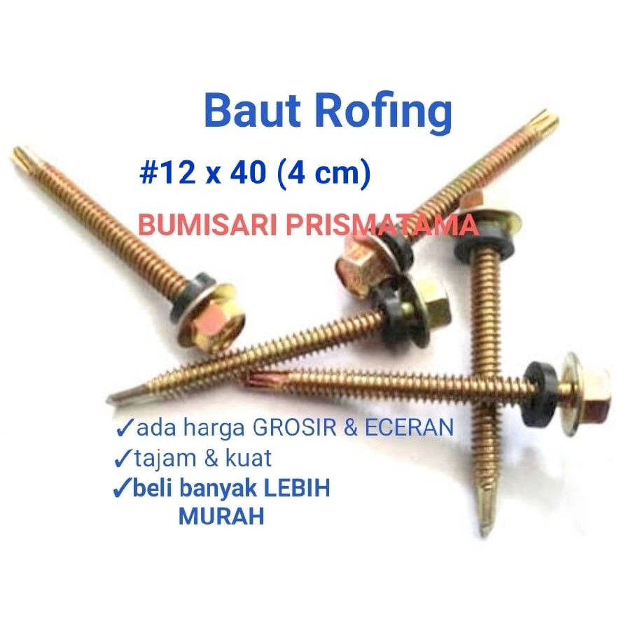 Jual Baut atap 12 x 40 / Rofing kuning 4 cm | Shopee Indonesia