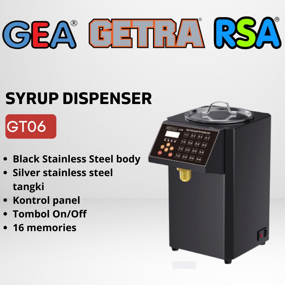 Jual GT06 SYRUP DISPENSER HITAM STAINLESS GETRA ORIGINAL GARANSI RESMI ...