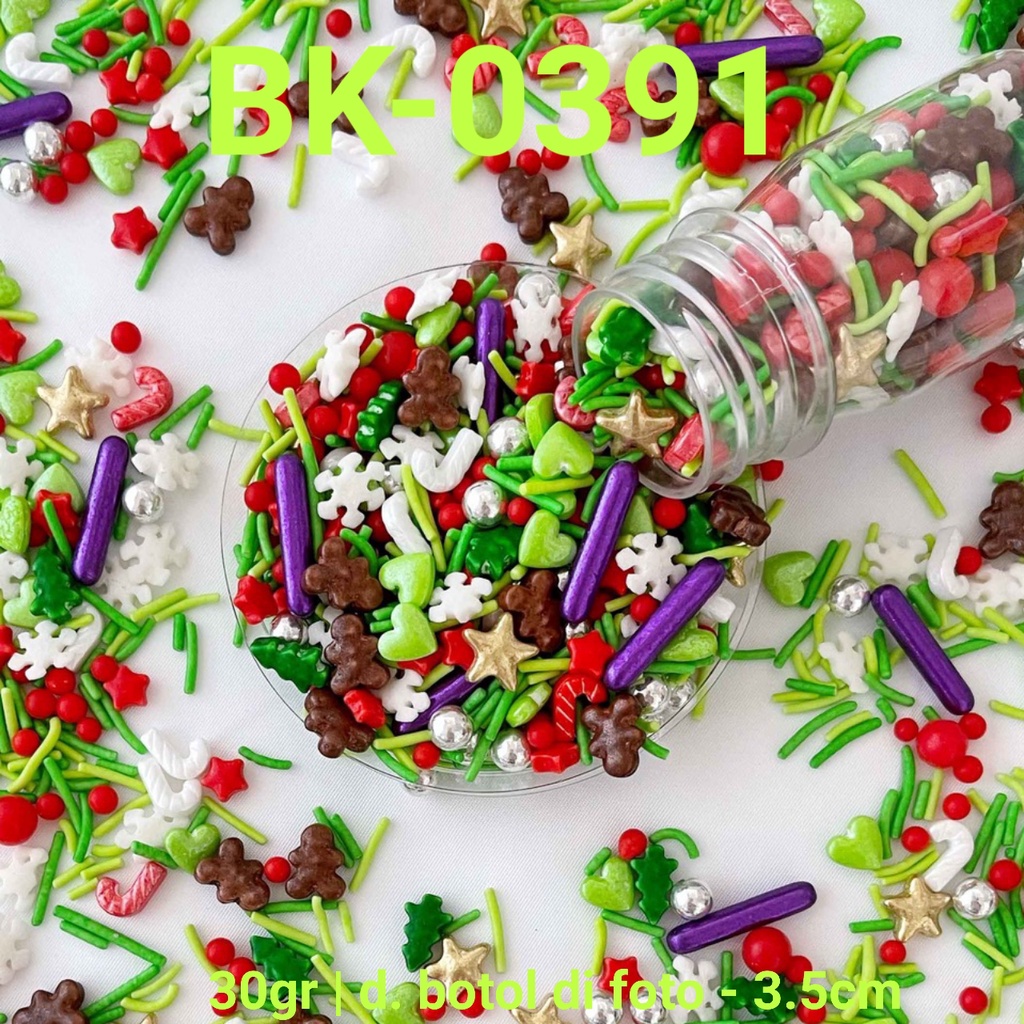 Jual BK-0391 Sprinkle springkel sprinkles 30gr mix natal gingerbread ...