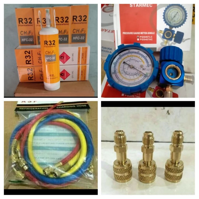 Jual Paket Isi Freon Ac R32 Kaleng Lengkap Dgn Joint Adapter R32 Manifold | Shopee Indonesia
