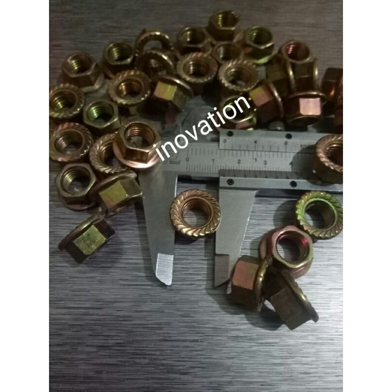 Jual (Isi 50pcs) MUR TOPI M10 / MUR TOPI KUNCI 14 / MUR FLANGE M10 ...