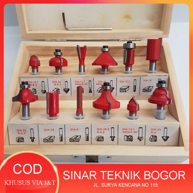 Jual Mata Router Profil Set mata trimmer set 12pcs router bits | Shopee ...