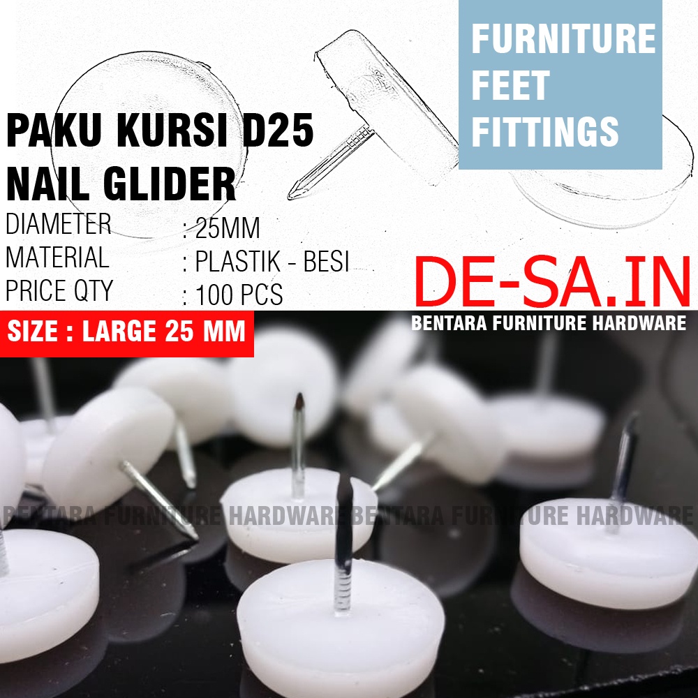 Jual 100 x PAKU KURSI BESAR DIAMETER 25MM MEJA - PAKU PLASTIK BESI NAIL ...