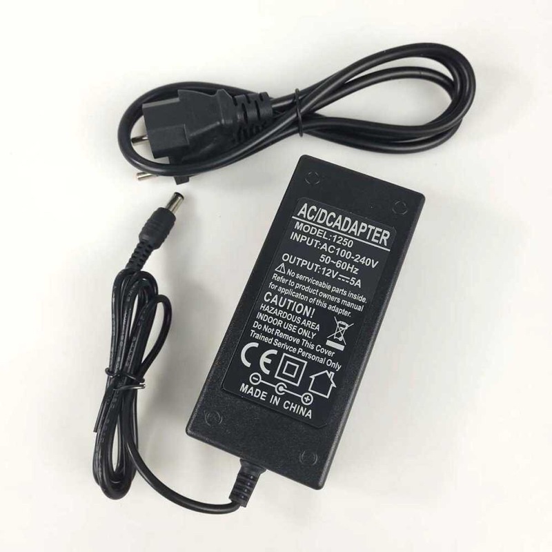 Jual power adapter 12V 5A EU PLUG untuk LAMPU LED dan Ring light ...