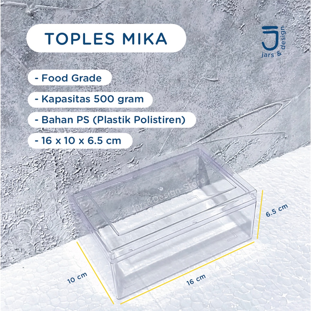 Jual TK01 - Toples Kotak 500gr 16cm x 10cm x 6,5cm / Toples Mika Kotak ...