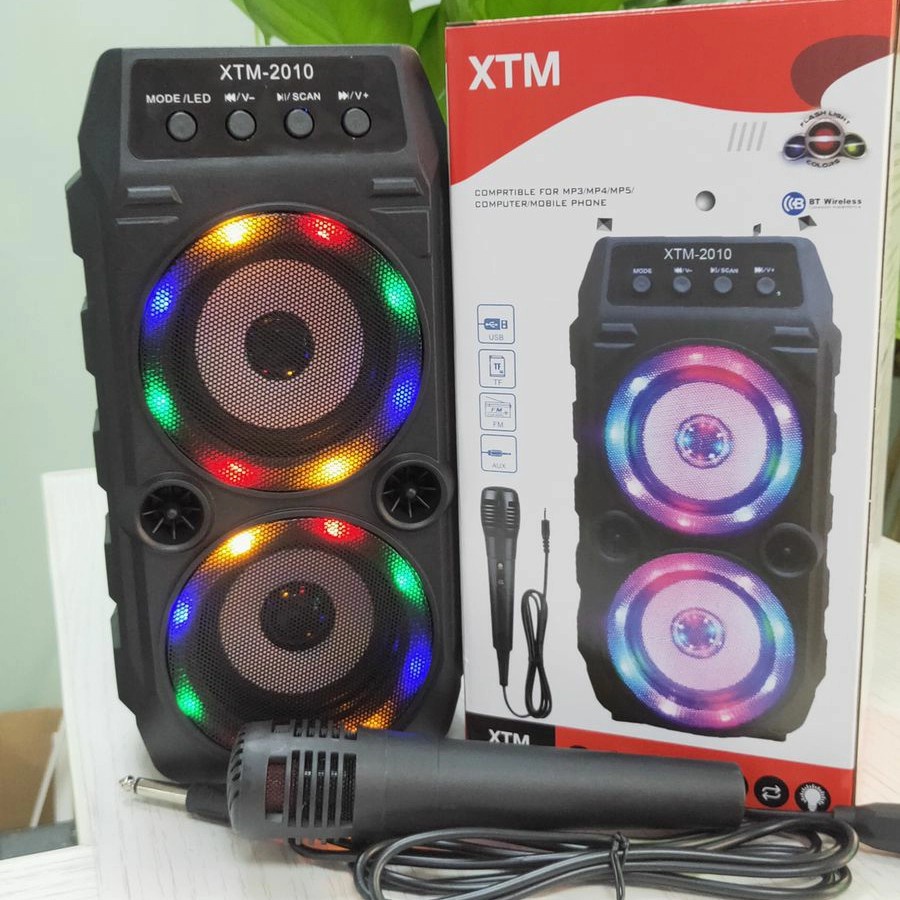Jual Cod Speaker Wireless Bluetooth Karaoke Xtm 2010 Led Bonus Mic