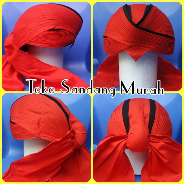 Jual Blangkon Jogja lipat Sliwir Merah kombinasi Hitam Halus /Adat Jawa ...