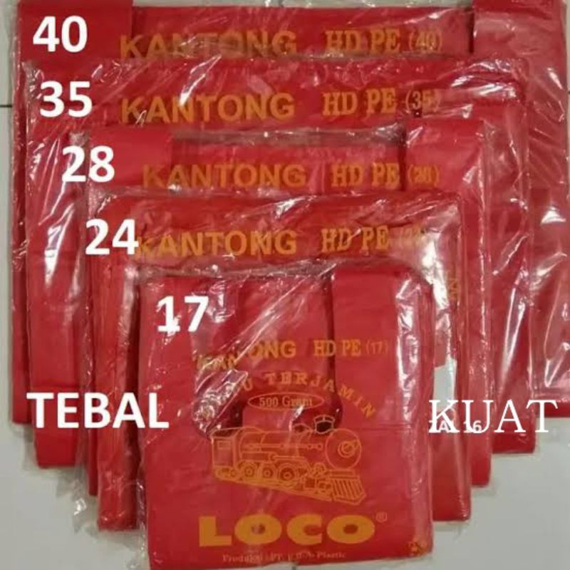 Jual kantong plastik Loco 40 merah tebal | kresek 40 merah | plastik ...