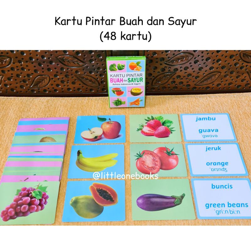 Jual kartu pintar buah dan sayur (48 kartu) / fruit and vegetable flash ...