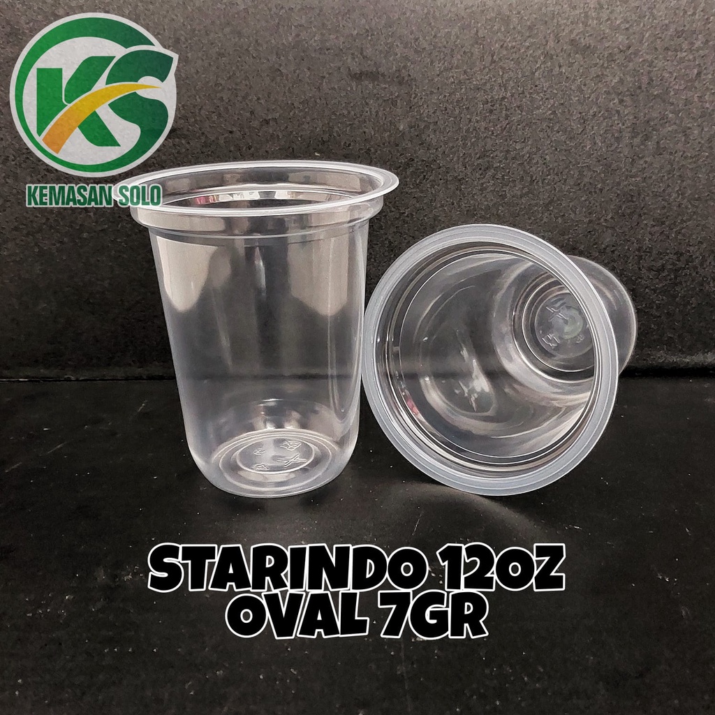 Jual Gelas Plastik Cup Oval PP STARINDO 12oz 7gr tahan panas bisa diseal | Shopee Indonesia