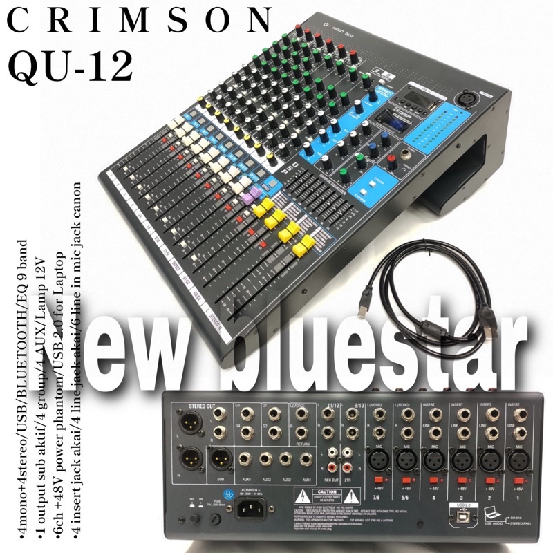 Jual Mixer Crimson QU 12 Original 12 Channel Bluetooth - USB Soundcard | Shopee Indonesia