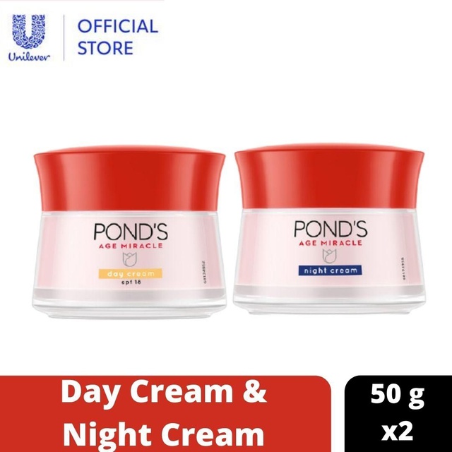 Jual Ponds Age Miracle Anti Aging+Glowing Moisturizer Day & Night Cream ...
