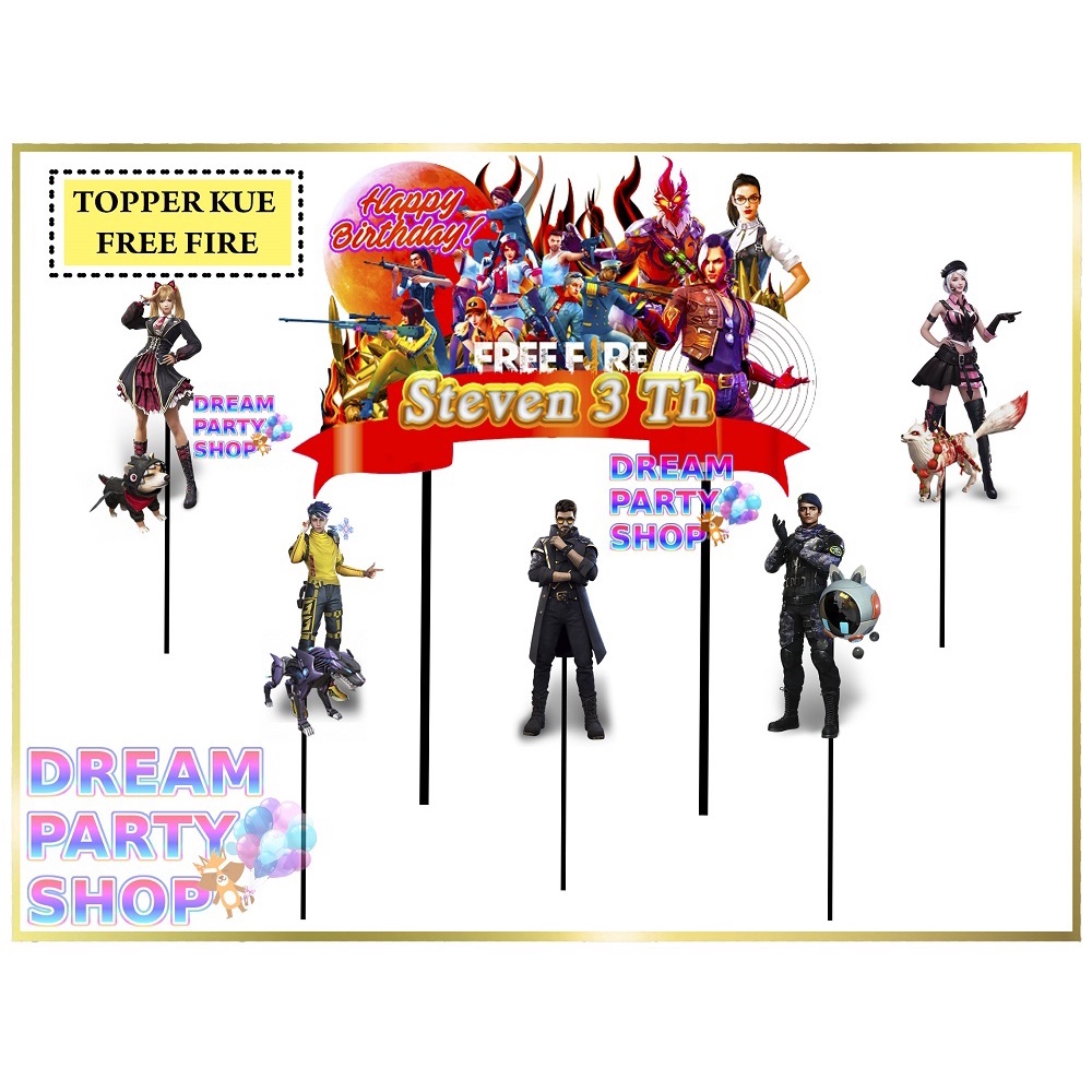 Jual Topper Kue Free fire Custom Nama/ Hiasan Kue Freefire Pakai Nama ...