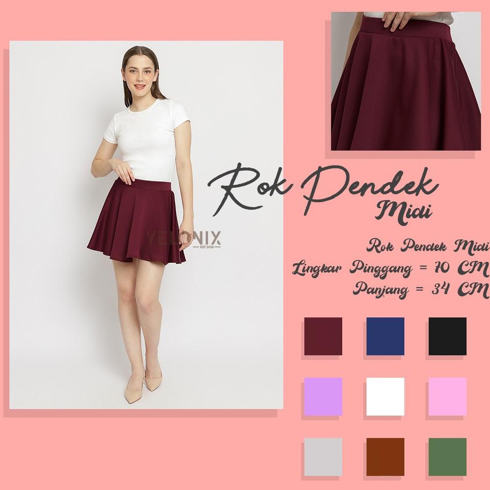 Jual Rok Scuba Pendek Mini Flare Skrit Lebar - Yelonix | Shopee Indonesia