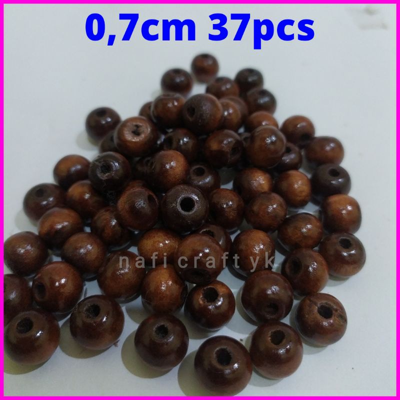 Jual manik kayu bulat 7mm - manik kayu macrame 7mm - manik mote kayu ...