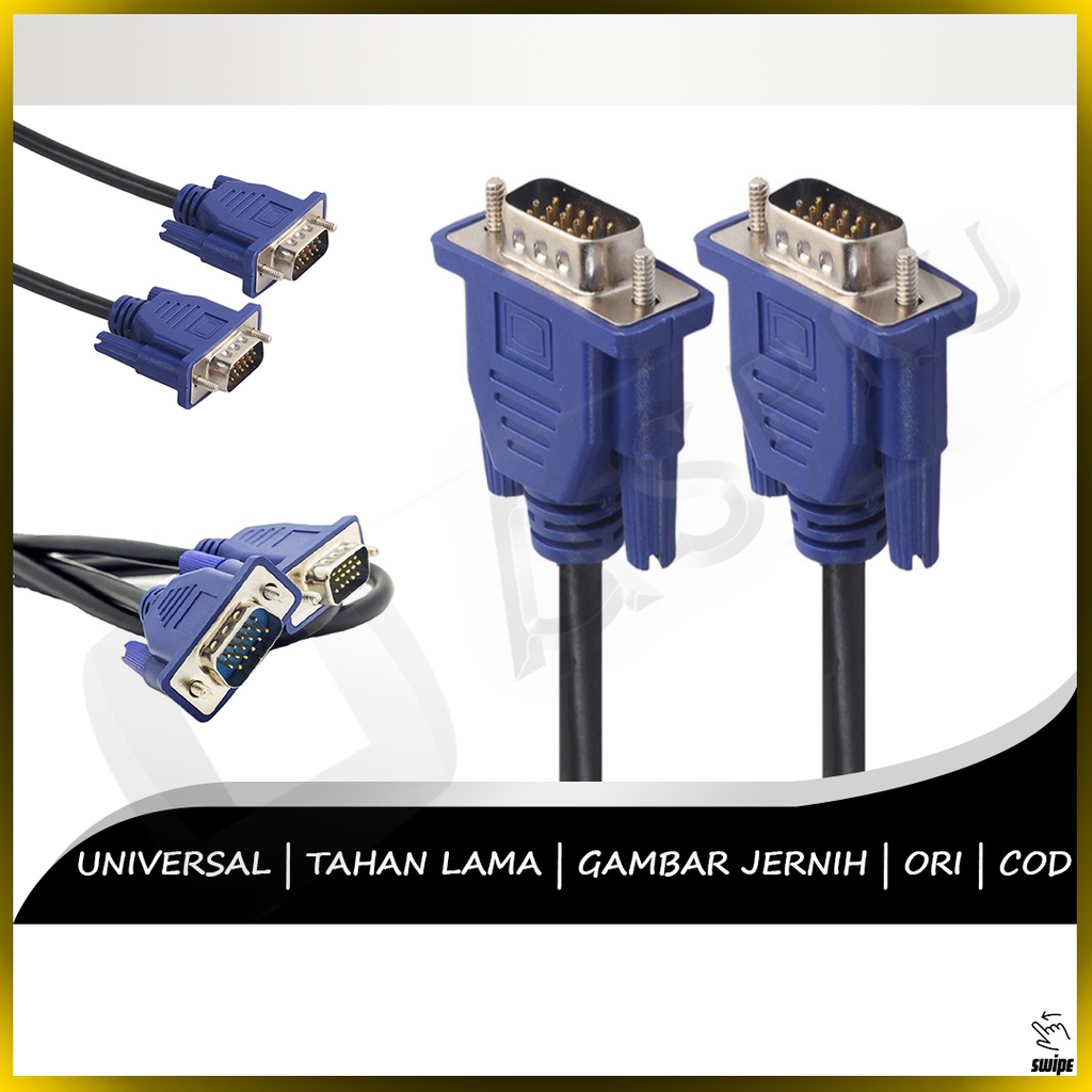 Jual Kabel VGA to VGA Penyambung Penghubung Komputer Computer Universal Original Ori Monitor ...