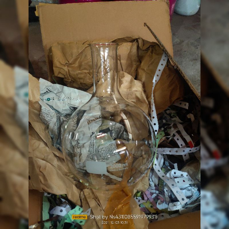 Jual boiling flask round 2000 ml duran / labu alas bulat 2000ml pyrex ...