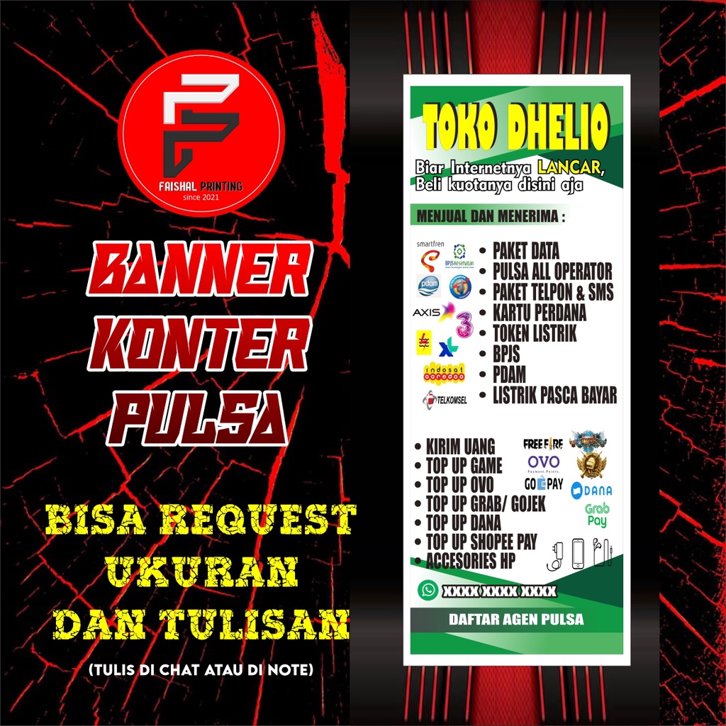 Jual Banner Konter HP / Spanduk celluler Ukuran 60 x 160 cm | Shopee Indonesia