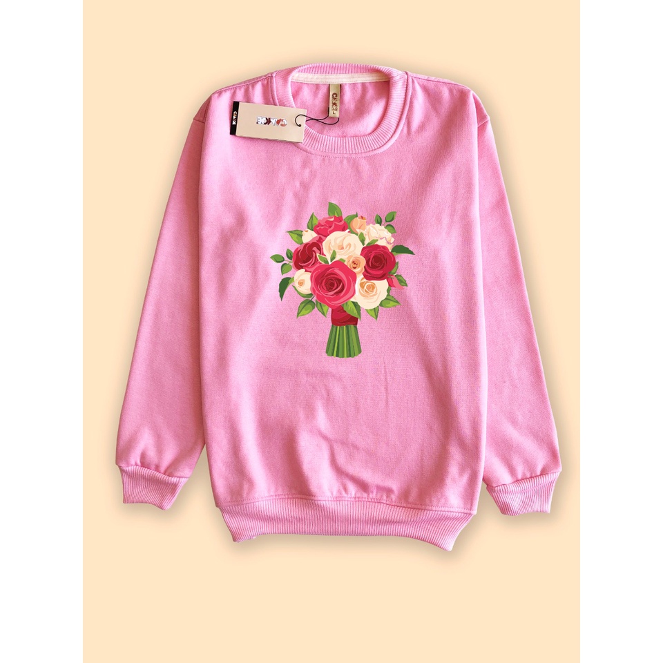 Jual sweter swetshirt premium desain bunga kado ultah valentine ...