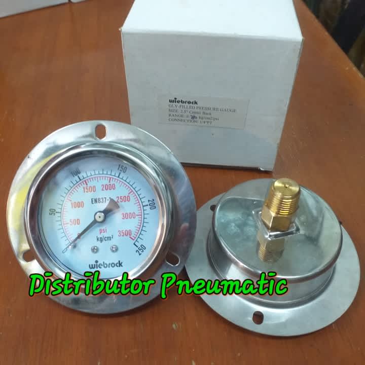 Jual Pressure Gauge Body 21/2 Stainless 250kg Payung Drat 1/4 WIEBROCK ...