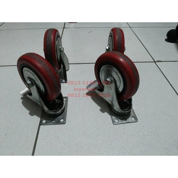 Jual RODA TROLLEY TROLI POLYURETHANE PU 4 INCHI NORMAL SET HDUP MATI I ...