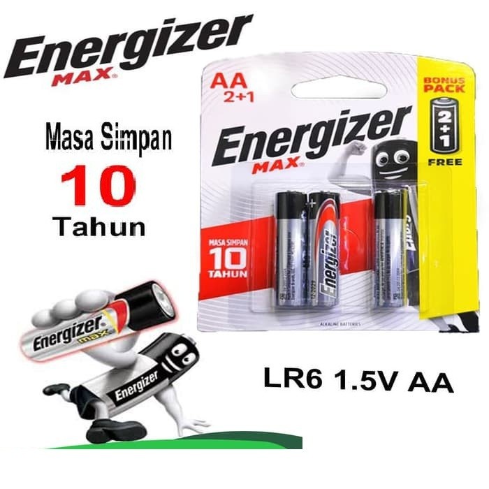 Jual Baterai Alkaline Energizer Max AA / AAA isi 2+1 / Battery A2 / A3 3 pcs | Shopee Indonesia