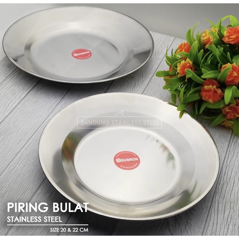 Jual PIRING MAKAN STAINLESS STEEL / PIRING MAKAN UKURAN 20, 22, 24 CM ...
