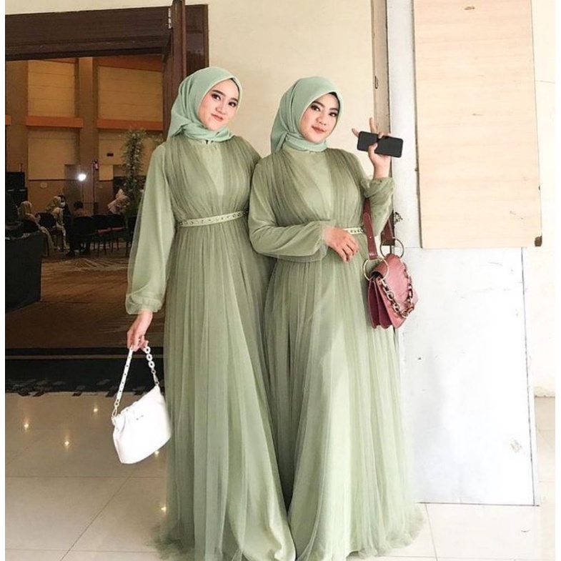 Jual New Bridesmaid Dress Kondangan Muslim Sage Green Lilac Mocca