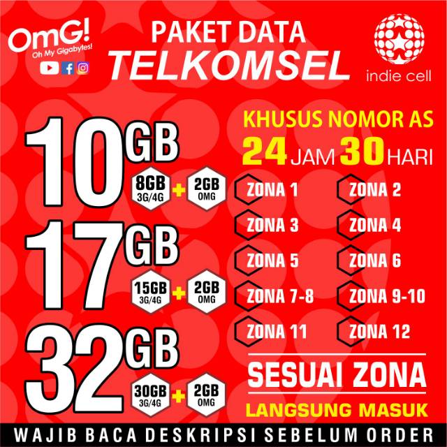 Jual PAKET DATA TELKOMSEL AS 10GB/17GB/32GB - 24 JAM 30 HARI | Shopee ...