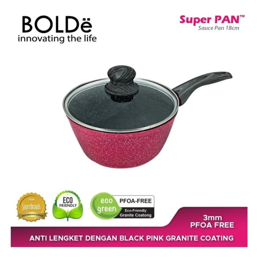 Jual Panci Bolde Sauce Pan 18cm + Glass lid Granite Blackpink | Shopee ...