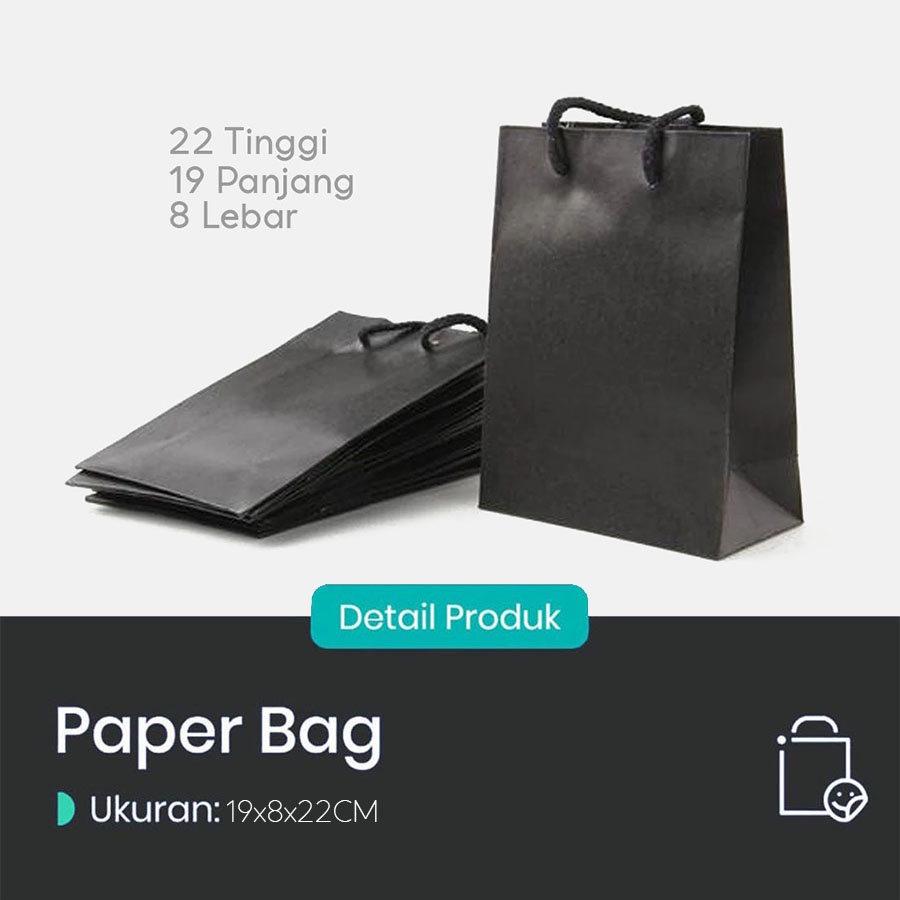 Jual (ALL SIZE) Paper bag hitam polos Semua ukuran / Papper bag tali ...
