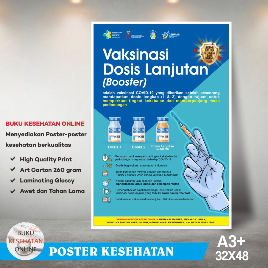 Jual Poster Kesehatan - POSTER VAKSIN BOOSTER (Vaksinasi Dosis Lanjutan) | Shopee Indonesia
