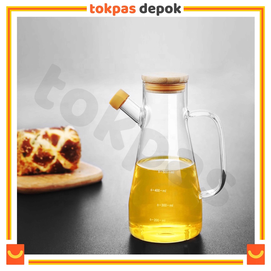 Jual Botol Tempat Minyak Teko Teh Tutup Bambu / High Borosilicate Glass ...