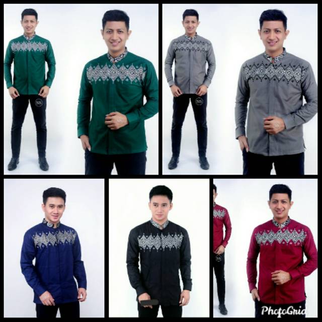 Jual Baju batik pria lengan pendek Hitam motif daun ganja | Shopee ...