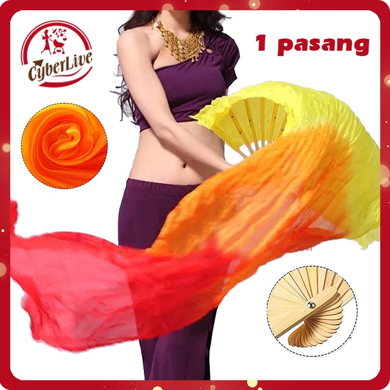 Jual 2pcs Kipas Panjang Sutra 1.8m Untuk Belly Dance Kipas Tangan Bambu ...