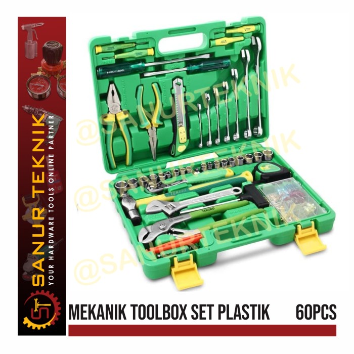 Jual TEKIRO Mechanic Tool Set / Mekanik Toolbox Set PLASTIK 60 PCS 60PCS | Shopee Indonesia
