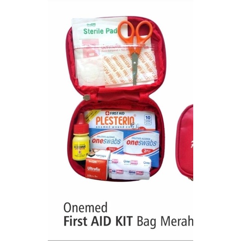 Jual first aid kit onemed bag merah+isi p3k dompet | Shopee Indonesia