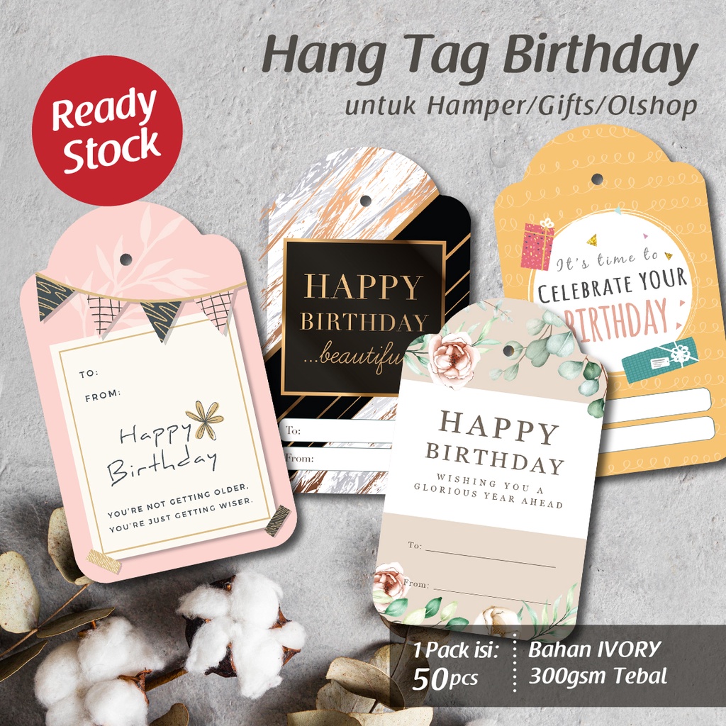 Jual [Isi 50pcs] Hang Tag Birthday/ Hang Tag Ulang Tahun/ Kartu Ulang ...